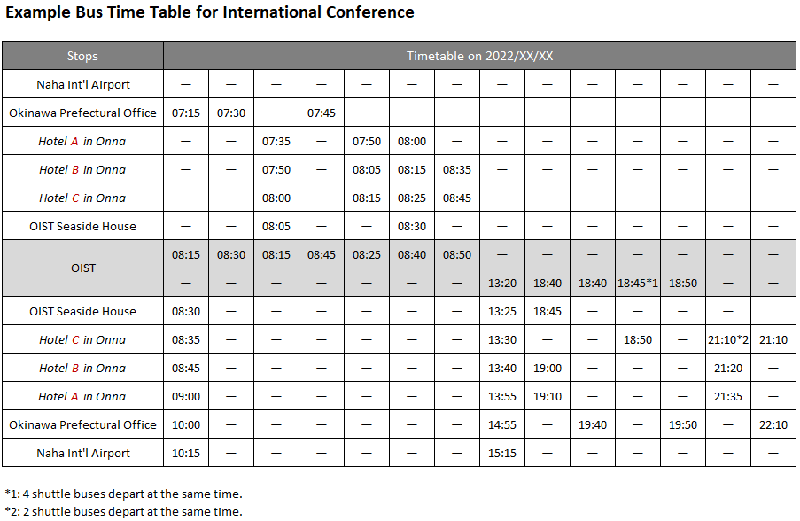 Examples Of Shuttle Bus Schedules OIST Groups